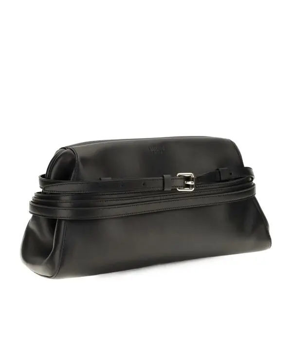 Moschino Buckle-detail Leather Clutch Bag
