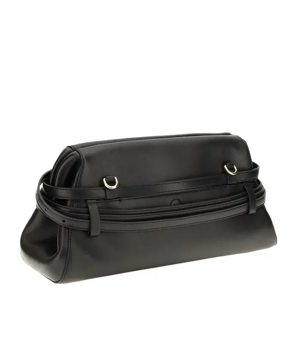 Moschino Buckle-detail Leather Clutch Bag