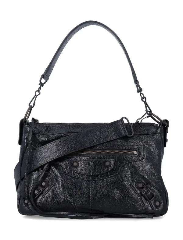Balenciaga Mini Le City Handbag In Arena Lambskin - Nero