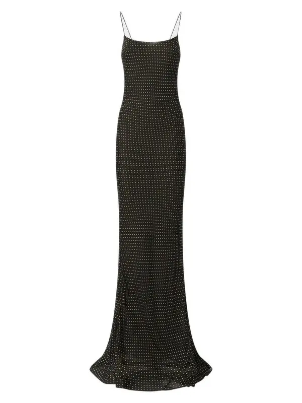 Andamane Spaghetti Strap Square Neck Mermaid Dress With Deep Scoop Back - Nero