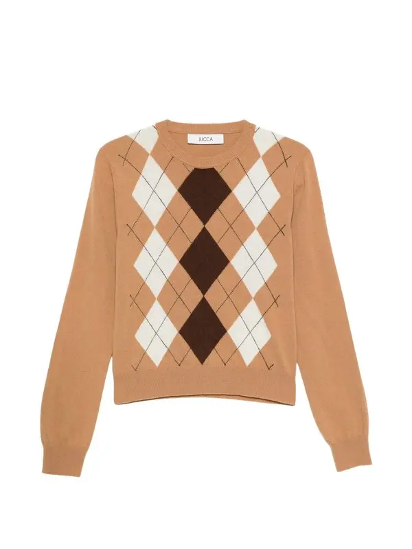 JUCCA Argyle Pattern Virgin Wool Sweater - Brown