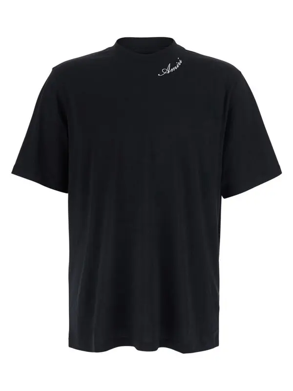 Amiri Graphic Mock Neck Short Sleeve T-shirt - Black