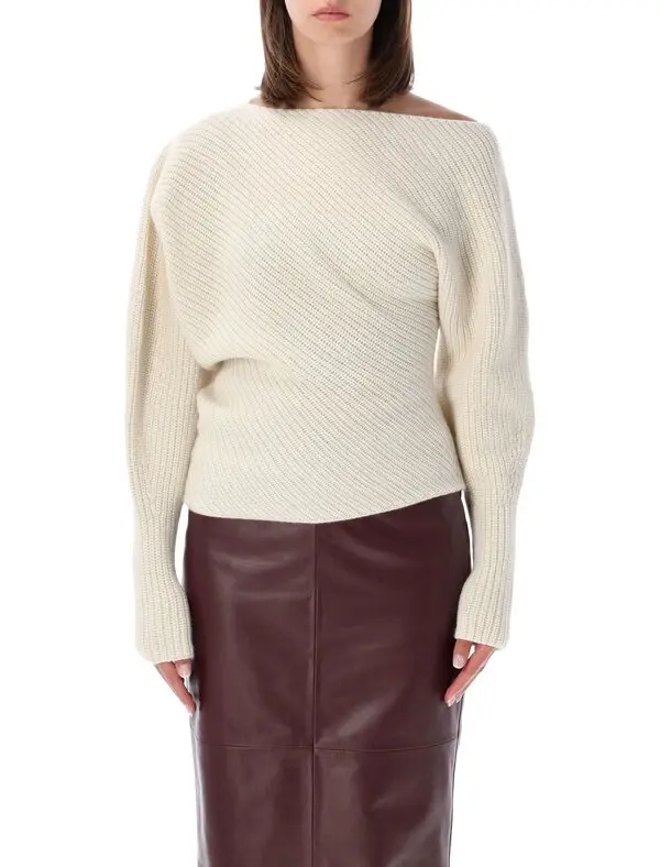 Alberta Ferretti Ribbed Off-the-shoulder Pullover - Bianco