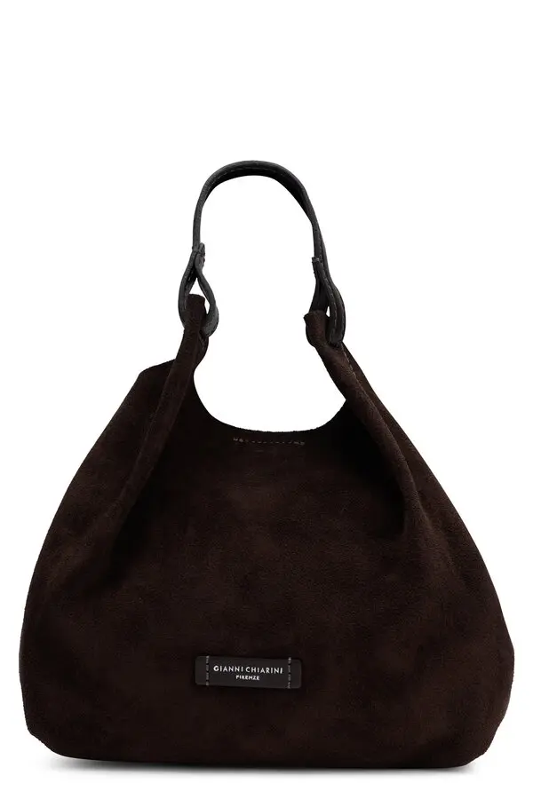 GIANNI CHIARINI Suede Tote Handbag - Brown