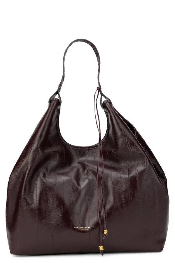 GIANNI CHIARINI Calfskin Leather Tote Handbag - Brown