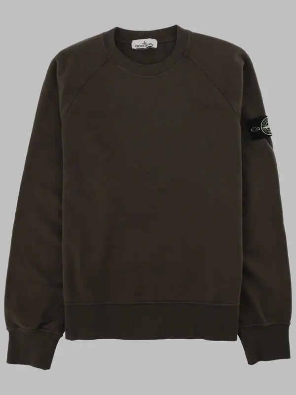 Stone Island Style Cotton Sweatshirt With Patch Logo