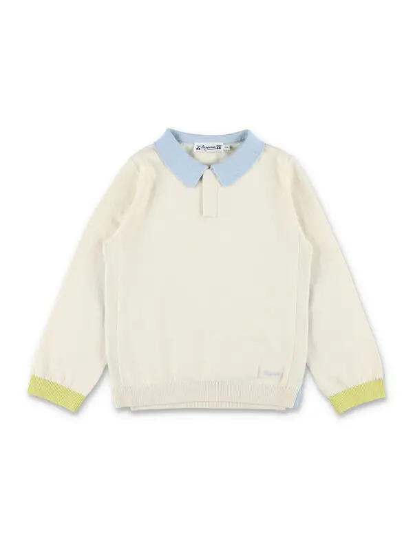 Bonpoint Mae" Organic Cotton & Cashmere Mini Polo Shirt - Beige