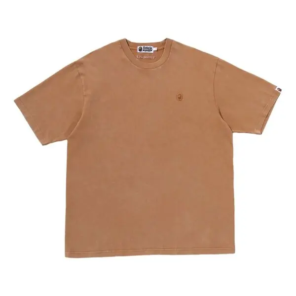 A BATHING APE Garment Dyed One Point Relaxed Fit T-shirt - Brown
