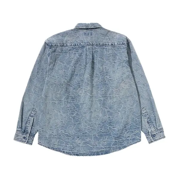 A BATHING APE One Point Line Camo Jacquard Denim Ls Shirt