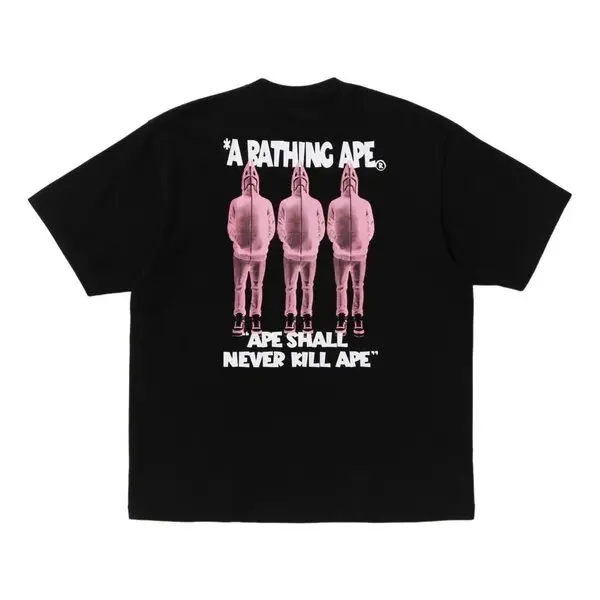 A BATHING APE Shark Seijin Logo T-shirt 'black - White