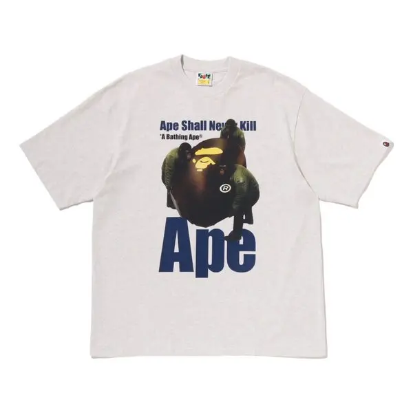 A BATHING APE Ape Head Photo Print Relaxed Fit T-shirt - Grey