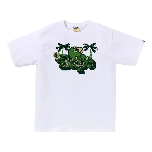 A BATHING APE Palm Resort Camo Milo On T-shirt - White