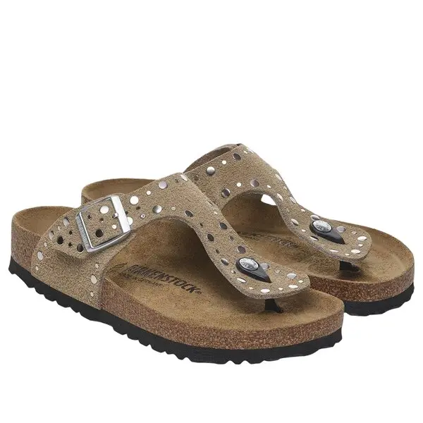 BIRKENSTOCK Gizeh Studded Sandals - Taupe