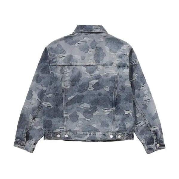 A BATHING APE Solid Camo Jacquard Denim Trucker Jacket