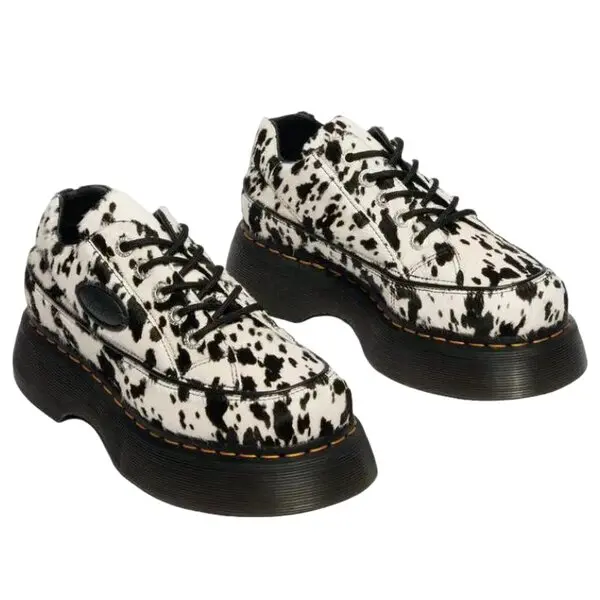 Dr. Martens Dalmatian Hair-on Leather Lace Up Platform Shoes
