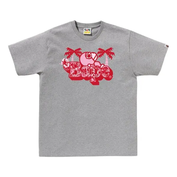 A BATHING APE Palm Resort Camo Milo On T-shirt - Grey