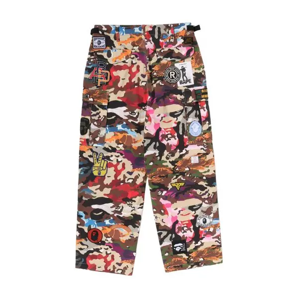 A BATHING APE Hybrid Camo Multi Badge Cargo Pants 'multicolor