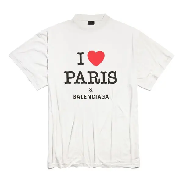 Balenciaga Oversized I Love Paris T-shirt - White