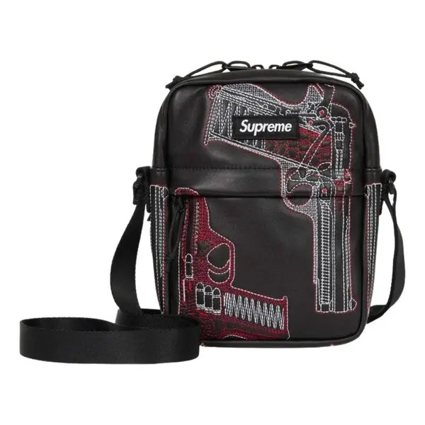 Supreme Ss26 Guns Embroidered Leather Shoulder Bag
