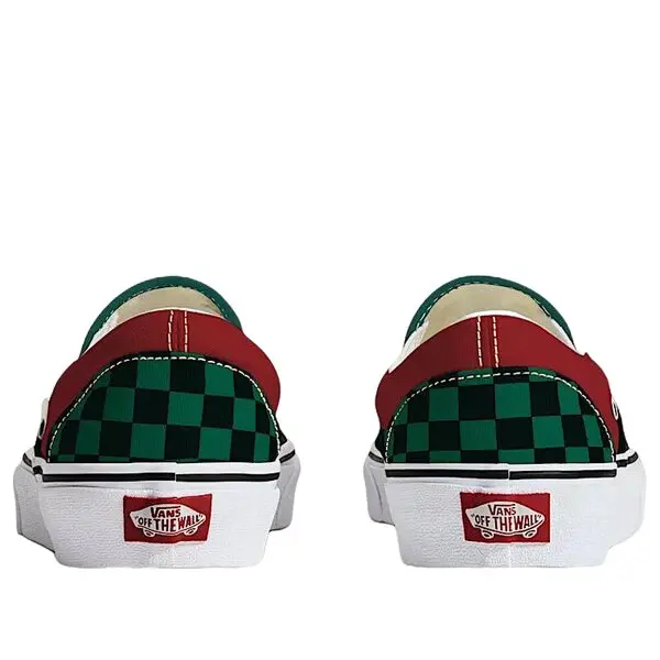 VANS Classic Slip-on Checkerboard - Green/red