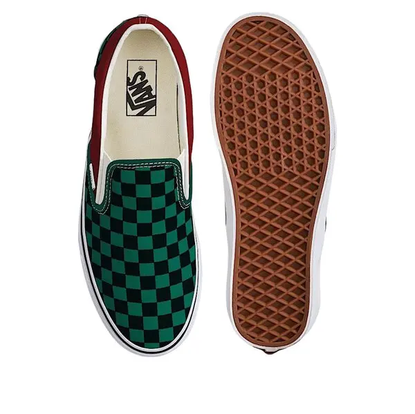 VANS Classic Slip-on Checkerboard - Green/red