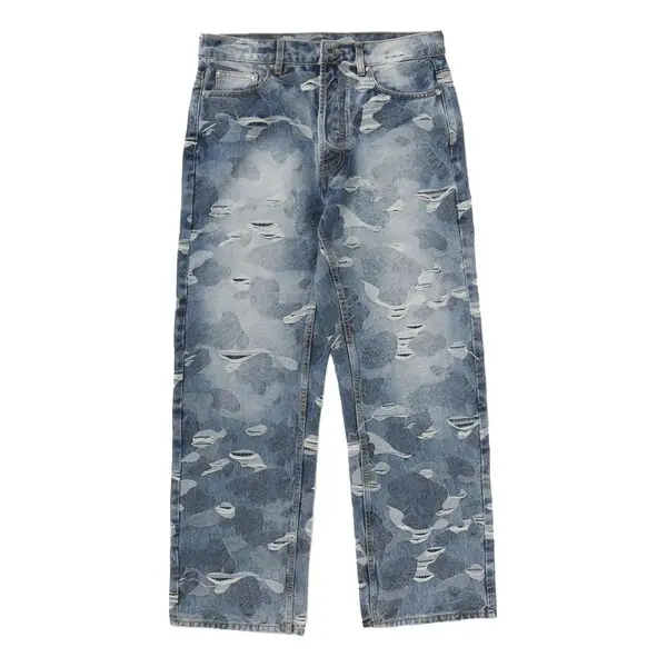 A BATHING APE Solid Camo Jacquard Denim Pants