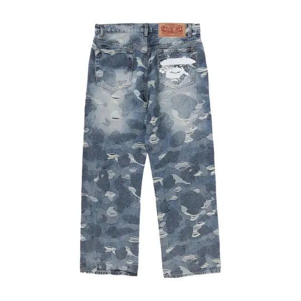A BATHING APE Solid Camo Jacquard Denim Pants