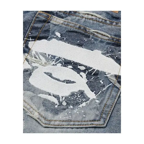 A BATHING APE Solid Camo Jacquard Denim Pants