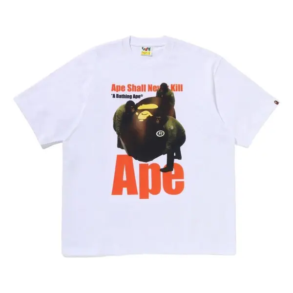 A BATHING APE Ape Head Photo Print Relaxed Fit T-shirt - White