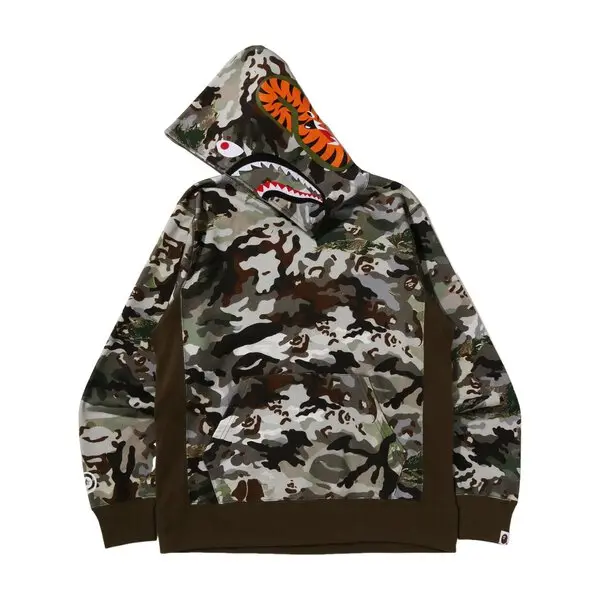 A BATHING APE Hybrid Camo Shark Pullover Hoodie - Green
