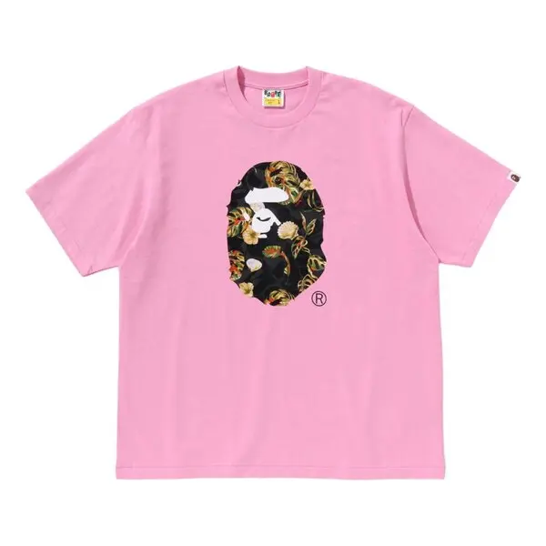 A BATHING APE Vacation Pattern Ape Head Relaxed Fit T-shirt - Pink