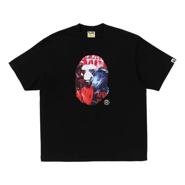 A BATHING APE Photo Print Ape Head Relaxed Fit T-shirt - Black