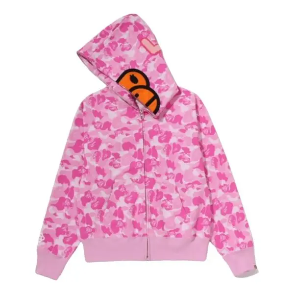 A BATHING APE Baby Lisa Abc Camo Full Zip Hoodie - Pink