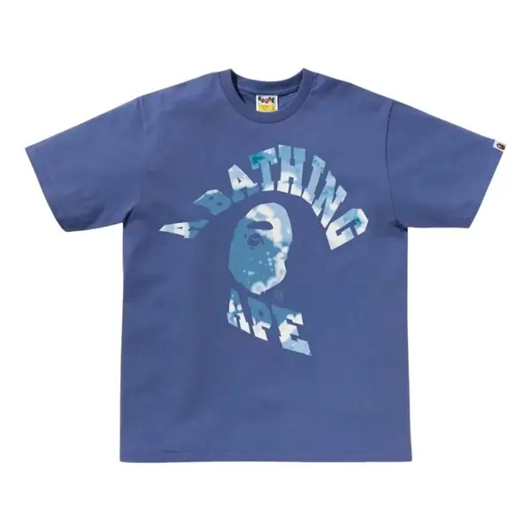 A BATHING APE Tie Dye Twist College T-shirt - Navy