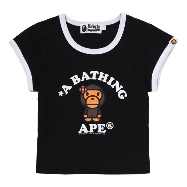 A BATHING APE Baby Lisa College Cropped T-shirt - Black