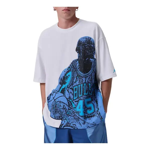 JORDAN Sport Dri-fit Graphic T-shirt 'white Blue Beyond - White/blue Beyond