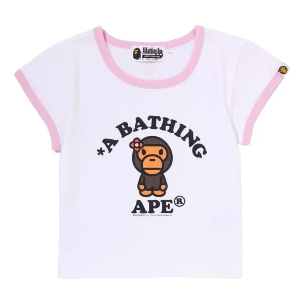 A BATHING APE Baby Lisa College Cropped T-shirt - White