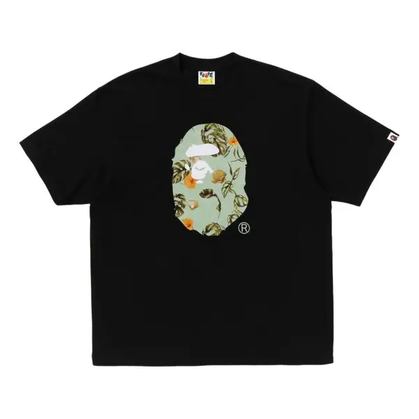 A BATHING APE Vacation Pattern Ape Head Relaxed Fit T-shirt - Black