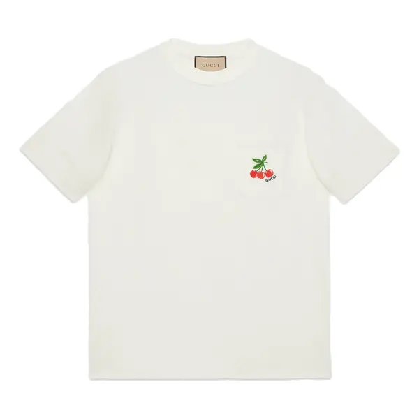 Gucci Embroidery Cotton T-shirt - White