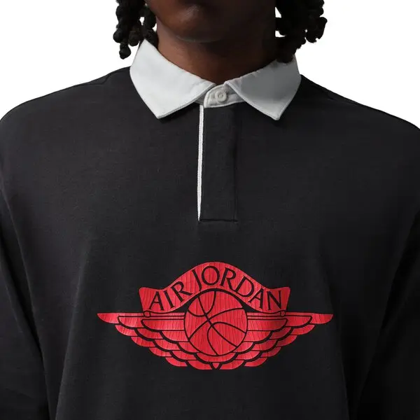 JORDAN Flight Essentials Rugby Shirt - Black/university Red