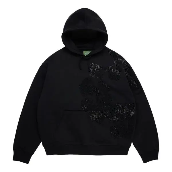 DENIM TEARS Biggie Rhinestone Cotton Wreath Hoodie - Black