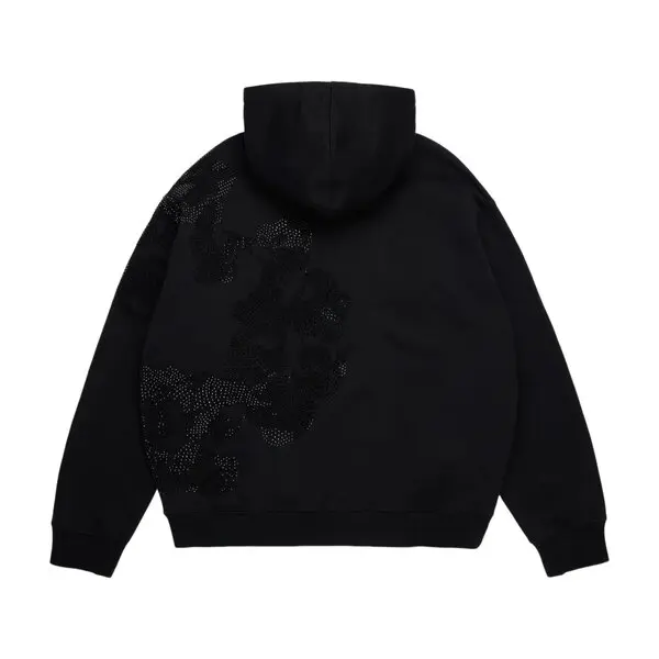 DENIM TEARS Biggie Rhinestone Cotton Wreath Hoodie - Black
