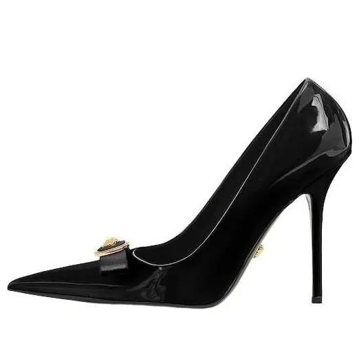 Versace Ribbon Patent Pumps 110 Mm - Black