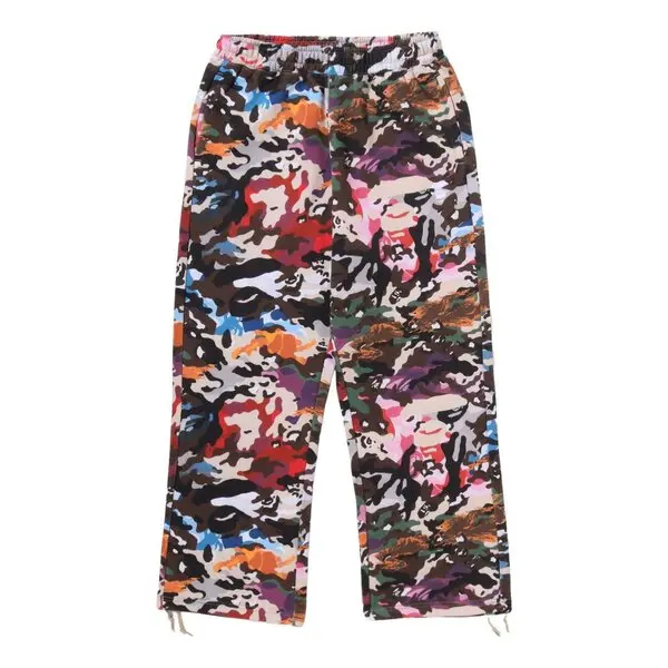 A BATHING APE Hybrid Camo Ape Face Logo Relaxed Fit Sweatpants - Multi-color