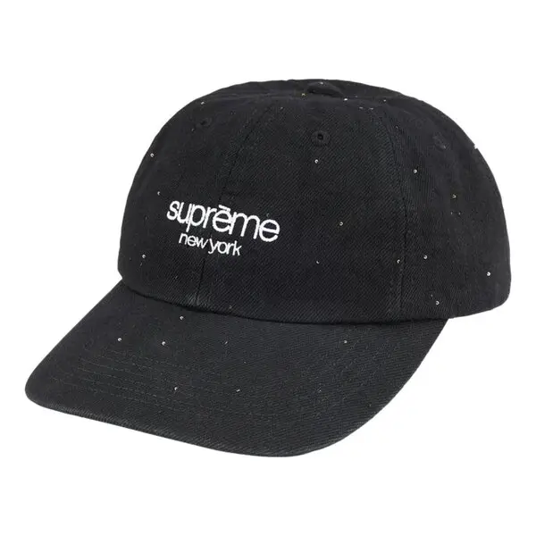 Supreme Sequin Denim Classic Logo 6-panel Cap - Black