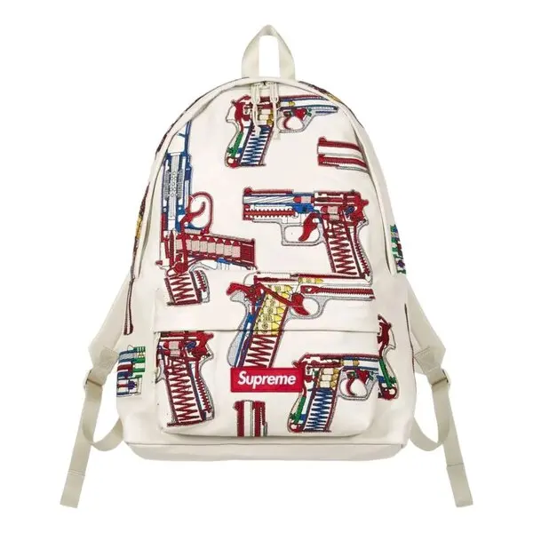 Supreme Ss26 Guns Embroidered Leather Backpack