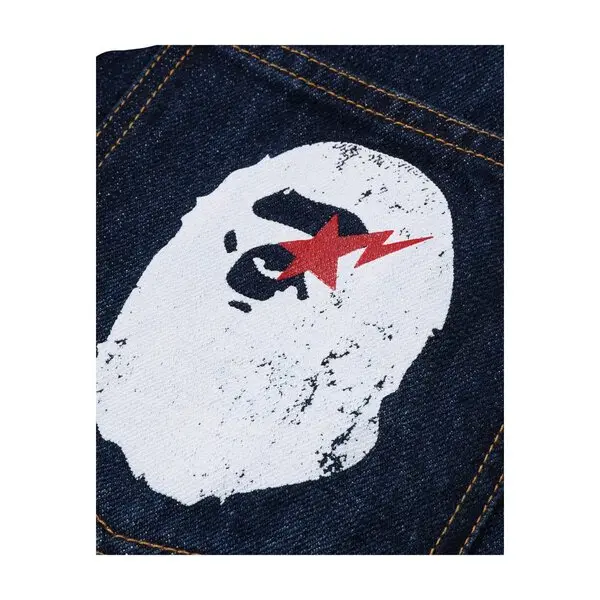 A BATHING APE Denim Jacket With Ape Head Graphic