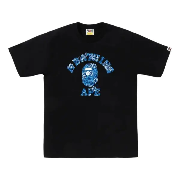 A BATHING APE Palm Resort Camo College T-shirt 'black Blue - Black/blue