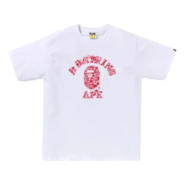 A BATHING APE Palm Resort Camo College T-shirt 'white Pink - White/pink