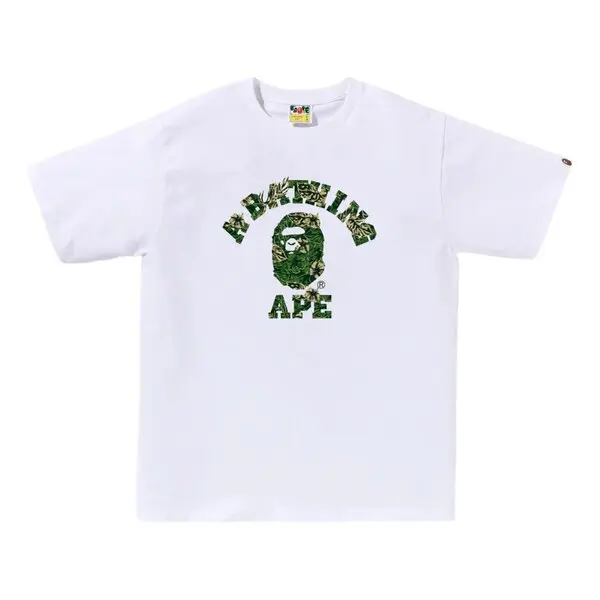 A BATHING APE Palm Resort Camo College T-shirt 'white Green - White/green